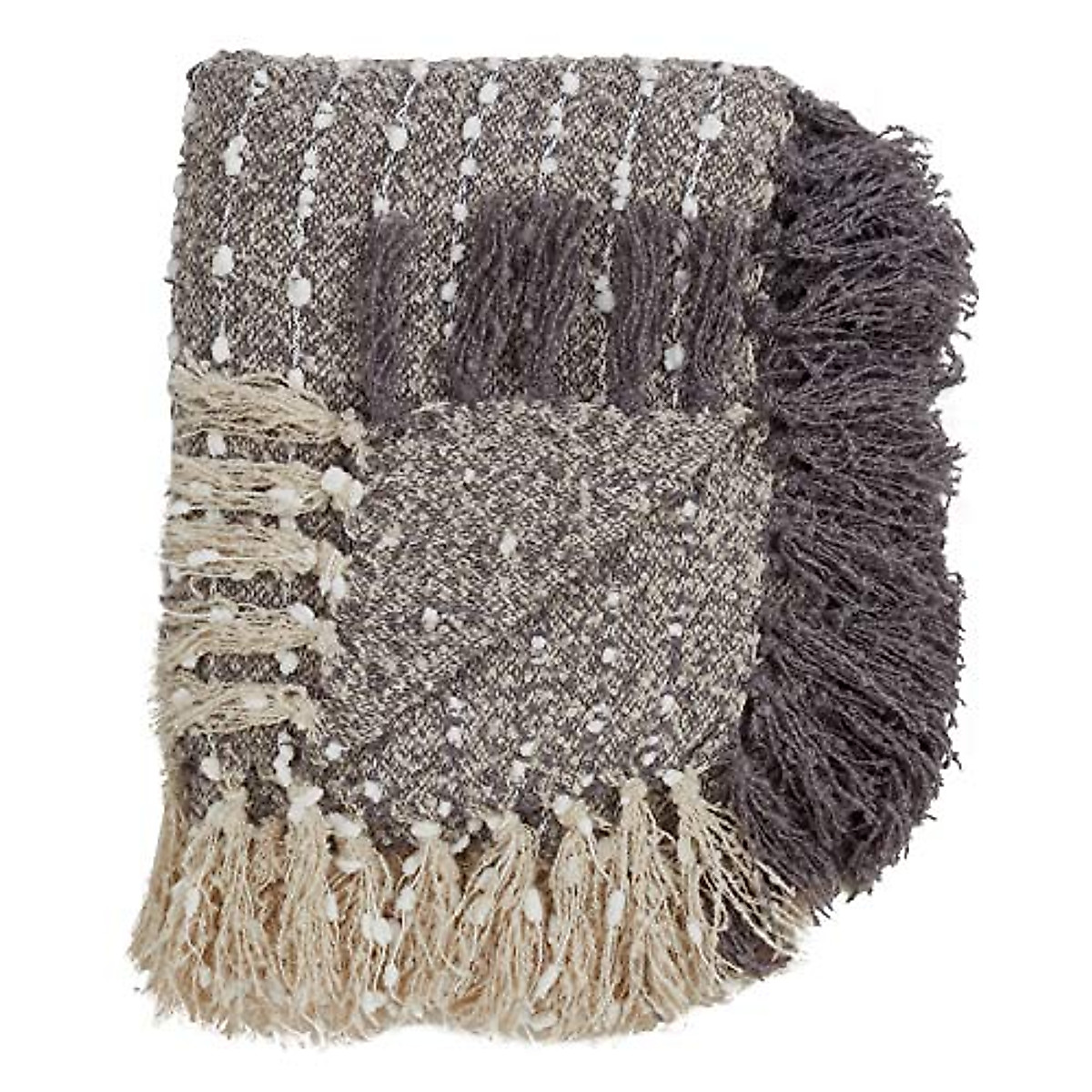 SARO LIFESTYLE Petite Pom Pom Design Tassel Trim Throw