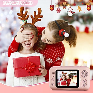 Kids Camera Girls for 3 4 5 6 7 8 9 Years Old Girls,1080P HD Video Selfie Camera with 32G SD Card Kids Digital Camera Toys for Toddler Christmas Birthday Gifts Pink