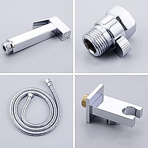ZLOCYIVHE Toilet Sprayer for Cloth Diapers Handheld Bidet Sprayer Kit Bidet Attachment for Toilet Handheld Cold Water with Hose Brass Toilet Bidet Sprayer Set,Chrome,B(A)