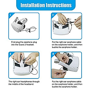 AMVR Noise Isolating Earbuds Earphones Custom Made for Meta Quest 2 VR Headset, with 3D 360 Degree Sound in-Ear Headphones and Earphone Silicone Holders (Black)