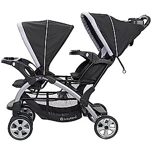 Baby Trend Sit N Stand Easy Fold Travel Double Baby Stroller and 2 Single Infant Car Seats Travel System with Safety Harnesses and Cover, Stormy