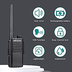 Retevis RT47 Waterproof Walkie Talkie,Two Way Radio with Mic, License-Free,Lightweight,Professional 2 Way Radio for Industrial Manufacture (4 Pack)