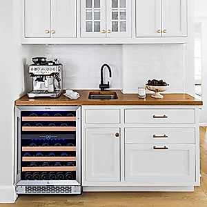 Yeego Wine Cooler, 24" Dual Zone Wine Fridge, 46 Bottle,with Upgraded Compressor and Tempered Glass Door, 40℉-65℉ Temperature Control, Low Noise, Glass Door, Safety Lock