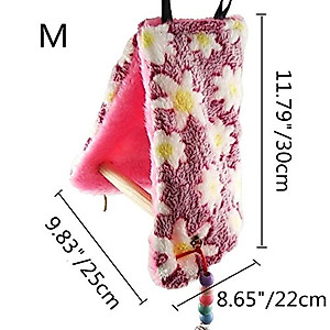 Bird Plush Perch Tent Winter Warm Triangle Hammock Nest Bed for Parrot Budgie Parakeet Cockatiel Lovebird (M)