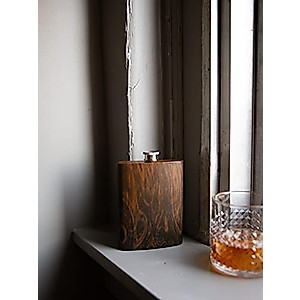 SoBoho 8oz Stainless Steel Walnut Flask - Box Includes Flask, Funnel, and Shot Glasses - Perfect for Groomsmen Gifts, Groomsmen Proposal Box, Best Man Gifts for Wedding - Groomsmen Flask Set