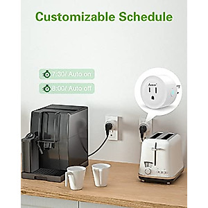 Aubess Smart Plugs with Energy Monitoring, Smart Plugs That Work with Alexa & Google Assistant, Alexa Smart Outlet Plug with Timer, Schedule, VeSync APP Remote Control, No Hub Required, White