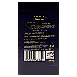 Swiss Arabian Dream Girl For Women - Luxury Products From Dubai - Long Lasting Personal Perfume Oil - A Seductive, Exceptionally Made, Signature Fragrance - The Luxurious Scent Of Arabia - 0.4 Oz