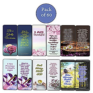 Devotional Bible Verses for Women Bookmarks (60 Pack) - Perfect Giveaways for Sunday School and Ministries Designed to Inspire Women