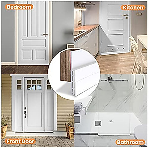 Ohuhu Door Draft Stopper Seal Strip, Door Sweep Under Door Weather Stripping Noise Blocker Gap Filler Bottom, Draft Guard Dust Wind Block for Garage Exterior Interior Doors (118"L x 2"W, White)