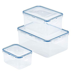 LocknLock Easy Essentials Food Storage lids/Airtight containers, BPA Free, 6-Piece, Clear