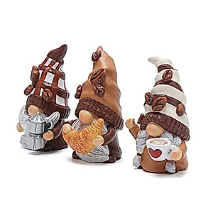 Hodao Set of 3 Coffee Gnomes Decorations Coffee Bar Decor Accessories Swedish Tomte Gnomes Figurines Tiered Tray Collectible Coffee Gnomes Decor Tabletop Kitchen Decorations for Home