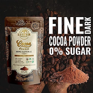 Luster Chocolate Rich Dark Cocoa Powder Unsweetened & Non GMO (16oz (454g) (1Ib))