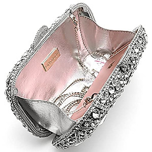 MOSSMON Luxury Crystal Clutch Rhinestones Evening Bag (silver)