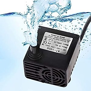 SunGrow 55 GPH 3W Small Outdoor Submersible Cat & Dog Water Fountain Pond Pump, Aquarium Fish Tank Mini Water Pump for Statuary, Hydroponics, Tabletop Fountain, Pet Fountain, For 3-5 Gallons Tank