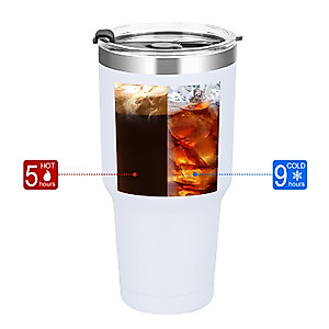 8 Pack Stainless Steel Tumblers, 30oz Insulated Tumblers, Double Wall Vacuum Tumbler Coffee Cup, Stainless Steel Travel Mug with Lid and Straw, Durable Powder Coated Insulated Coffee Cup, White
