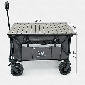Whitsunday Collasible Wagon Cart, Large Capacity Wagon,Camping Beach Wagon Outdoor Picnic All-Terrain Wheels Heavy Duty Utility Wagon Cart for Grocery Gardening Shopping Fishing Grey