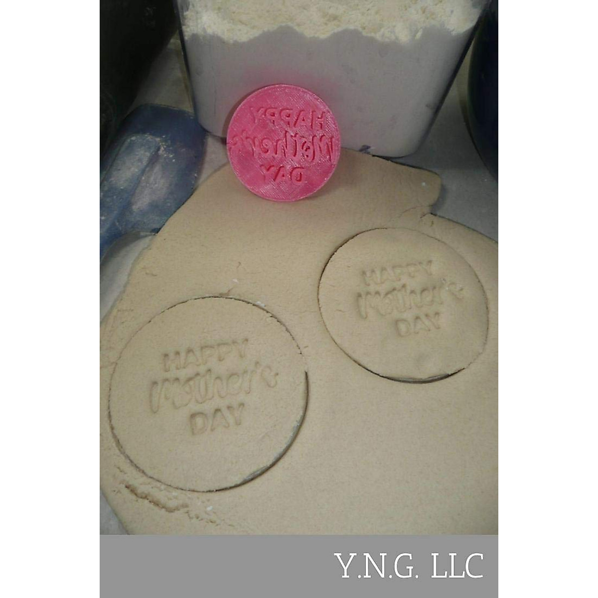 YNGLLC HAPPY MOTHERS DAY WORDS BLOCK SCRIPT FONT MOM MOMMY MAMA COOKIE STAMP EMBOSSER BAKING TOOL 3D PRINTED MADE IN USA PR4195, Pink