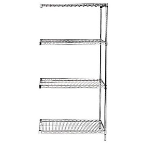 Omega 12" Deep x 48" Wide x 96" High 4 Tier Chrome Add-On Shelving Unit