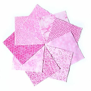 FlashPhoenix Quality Sewing Fabric – It's All Pink 90-pc precut Charm Pack 5 Squares 100% Cotton Fabric Quilt Size: 5x5 Inch