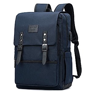 HFSX Anti Theft Laptop Backpack Men Women Business Travel Computer Backpack College Bookbag Stylish Water Resistant Vintage Backpack with USB Port Fits 15.6 Inch Laptop Blue
