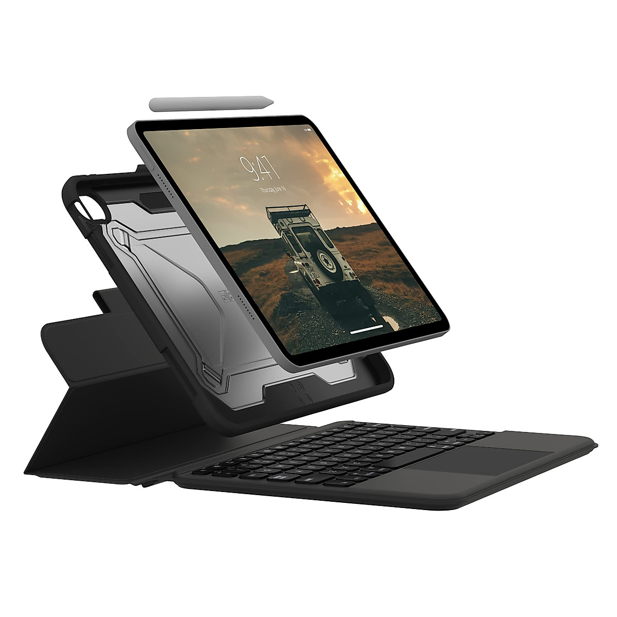 URBAN ARMOR GEAR UAG Designed for iPad 10.9" 10th Gen 2022 Case with Detachable Keyboard Black/Ash English, Rugged Bluetooth Wireless Keyboard Multi-Touch Trackpad Backlit Keys Smart Cover Folio