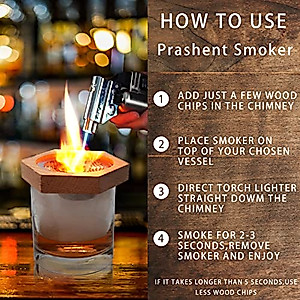 Cocktail Smoker Kit Prashent Old Fashioned Smoker Kit with Wood Chips Bartender Wooden Stand for Cocktails Whiskey Bourbon Gifts for Men Husband Dad Boyfriend