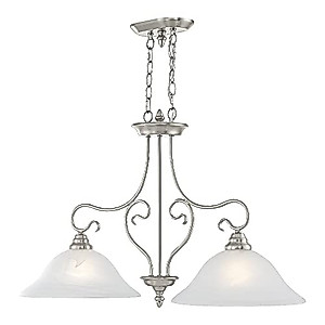 Livex Lighting 6132-91 Island Pendant with White Alabaster Glass Shades, Brushed Nickel 21.25x34.50x13.00