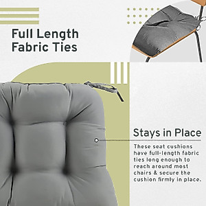 Arlee Home Fashions – Fiber Filled Premium Chair Pads - Chair Pads with Tiebacks –14” L X 15” W – Charcoal- Set of 2