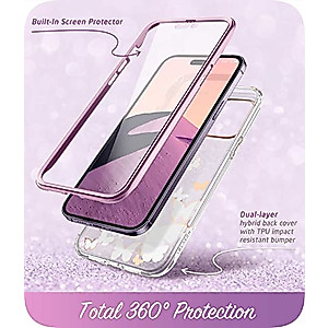 i-Blason Cosmo Series for iPhone 14 Pro Max Case 6.7 inch (2022), Slim Full-Body Stylish Protective Case with Built-in Screen Protector (Purplefly)