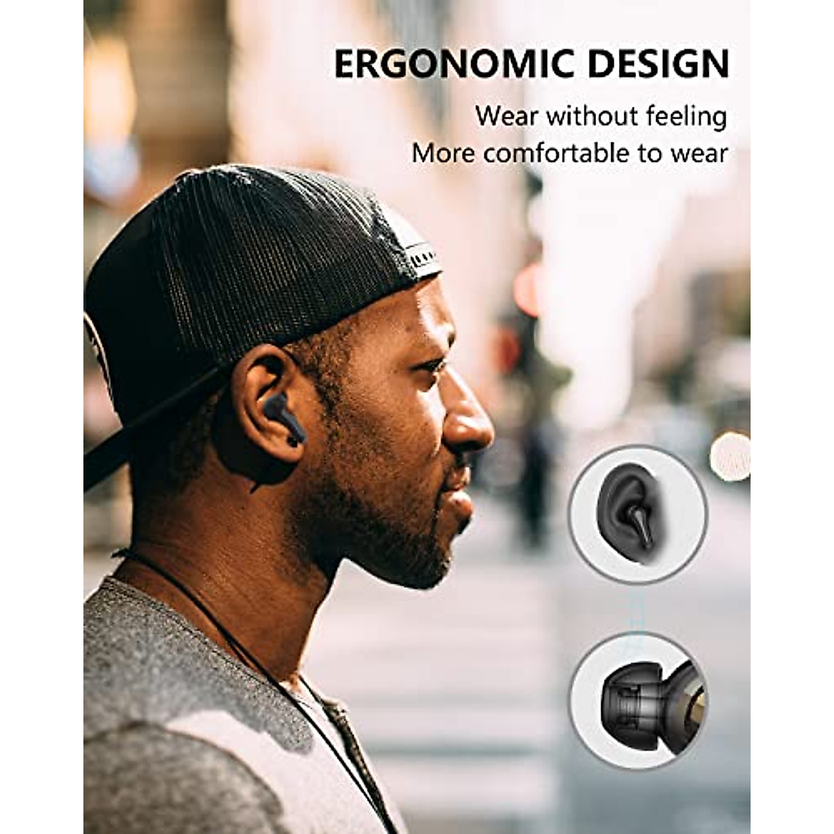 True Wireless Earbuds, TONSTEP Bluetooth 5.1 Headphones with Charging Case, Deep Bass Stereo Earphones, 30H Playtime, IPX6 Waterproof, Touch Control, in-Ear Built-in Mic Headset for Sport, Work(Black)