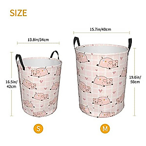 Cute Cartoon Bee and Flower Collapsible Laundry Basket with Handle Waterproof Hamper Storage Organizer Large Bins for Dirty Clothes Medium
