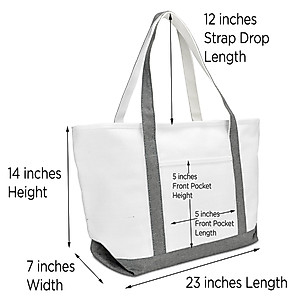 DALIX Beach Tote Bag Personalized Gifts for Women's Shoulder Bags Gray L
