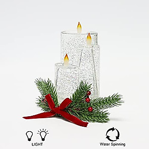 Christmas Tabletop Decor, Snow Globe Water Spinning LED Lighted Candles, Battery Operated (not Included) (6.8" H x 4.8" W x 4.8" D) by Moments in Time