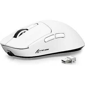 ATTACK SHARK X3 Wireless Gaming Mouse, 49g Ergonomic Computer Mouse, Triple Modes PAW3395 26K DPI Optical Sensor, 200h Battery Life, Programmable Buttons, Gaming Accessories for PC/Laptop/Mac (White)