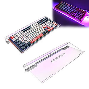 UCINNOVATE RGB Acrylic Computer Keyboard Stand, LED Backlit Keyboard Stand Tray, Gaming Keyboard USB Interface Titled Keyboard Stand for Easy Ergonomic Typing and Working Office Desk, Home, School