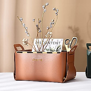 MRBJC Premium Nordic Style Leather Storage Box,Secure Fastening-Suitable for Accessories, Paperwork, Magazines, Keepsakes, Toys-Great for Anywhere The Home Royal Blue 24.5x14.5x13cm