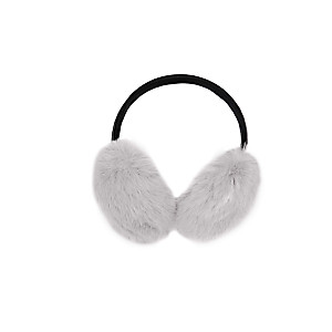 surell Faux Rex Rabbit Fur Earmuffs with Black Adjustable Pleather Band - Cute Fluffy Gray Earmuffs Women - Adjustable Fake Fur Ear Muffs - Fashionable Winter Ear Muffs - Comfortable Headband - (Grey)