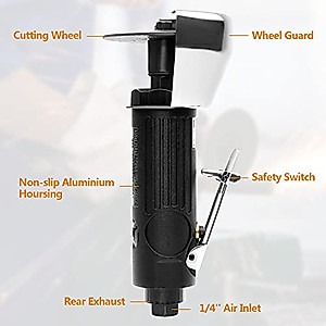 YON.SOU. Air Cut Off Tool with 2 pcs 3-inch Die Grinder Cut-Off Wheels, Pneumatic Metal Sheet Cutting Tool, Heavy Duty Air Cutter Cutoff Tool