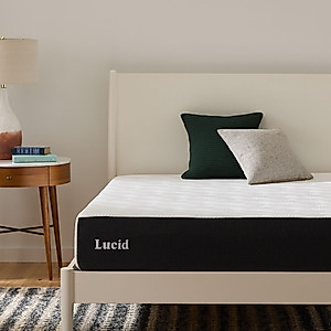 LUCID 10 Inch Memory Foam Mattress - Firm Feel - Infused with Bamboo Charcoal and Gel - Bed in a Box - Temperature Regulating - Pressure Relief - Breathable - Full Size