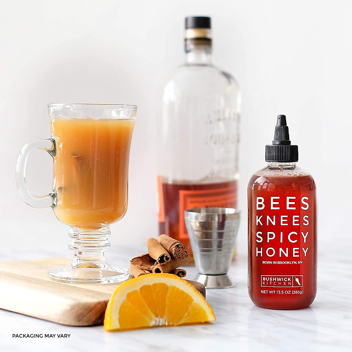 Bushwick Kitchen Bees Knees Spicy Honey, Natural Gourmet Honey Infused with Chili Peppers, 13.5 Ounces