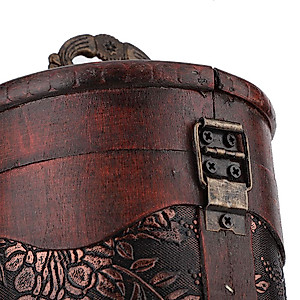 Garosa Retro Wooden Wine Gift Box Portable Vintage Round Wooden Single Red Wine Storage Box With Handle