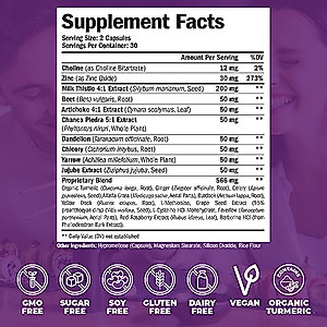 Liver Cleanse Detox & Repair - Artichoke Extract Liver Health Formula for Liver Detox & Liver Cleanse - Liver Support Supplement with Milk Thistle, Turmeric, Ginger, Dandelion, Zinc and more. 60 pills