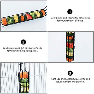 POPETPOP Stainless Steel Birds Fruit Vegetable Holder Parrot Feeder Foraging Toy Hanging Basket Fruit Fork Bird Treat Skewer Cage Accessories for Cockatiels Samll Animals