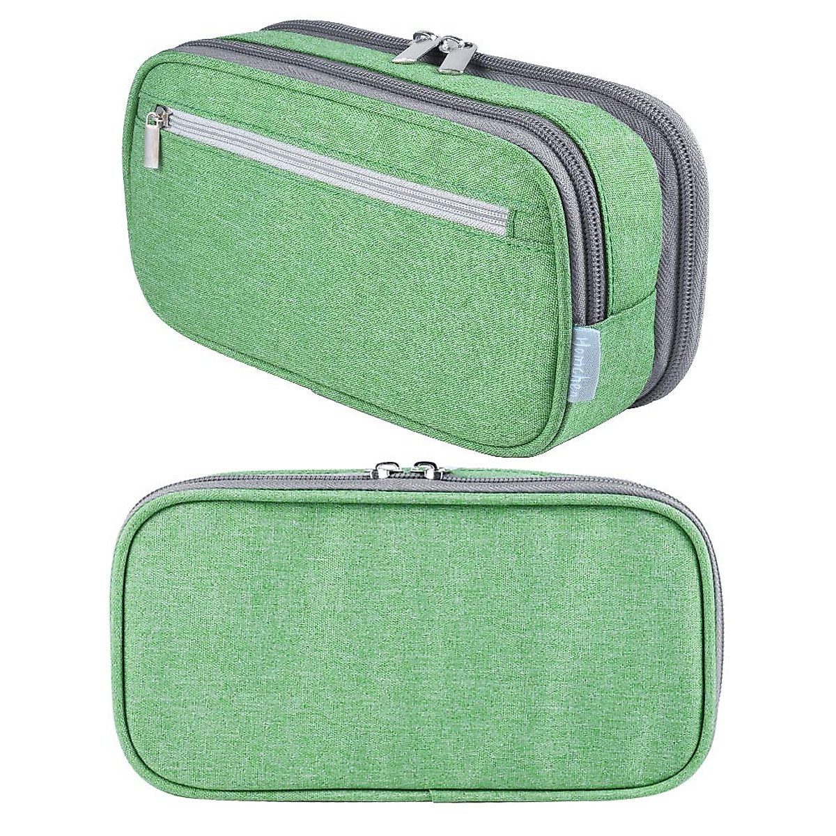 YONZONE Big Pencil Case Large Capacity Pencil Bag Pouch Pencil Pen Case Holder Marker with 3 Compartments for Office Desk Supplies Organizer Storage Makeup Bag, Green
