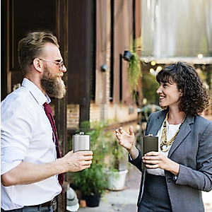 GENNISSY Silver 18/8 Stainless Steel 12OZ Hip Flask - Flasks for Liquor with Funnel Drinking Vessels