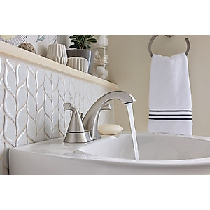 Moen Haber Spot Resist Brushed Nickel Two-Handle 4" Centerset Bathroom Faucet, 3-Hole Faucet, 84768SRN