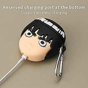 Compatible with Airpods 1/2 Case Silicone, Cute Cartoon 3D Cool Air pods Design Cover, Funny Cases for Kids Girls Teens Boys Character Skin Keychain Airpod (Rock Lee)