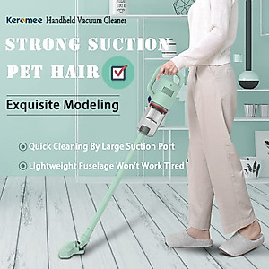 KEROMEE Cordless Vacuum Cleaner, Handheld Stick Mini Lightweight 2-in-1 Vacuum for Pet Hair Hardwood Floor Cat Litter Carpet Home Cleaning
