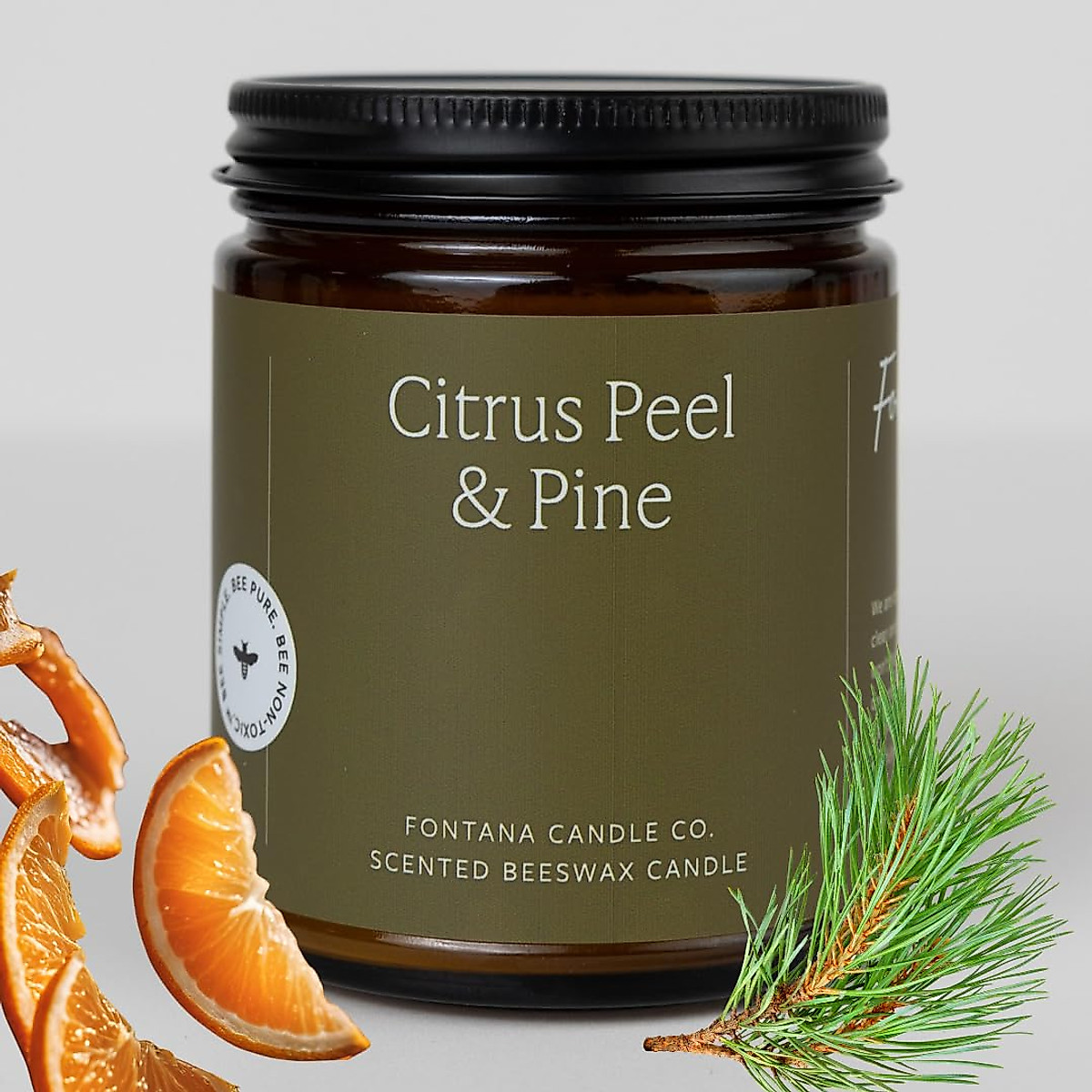 Fontana Candle Company - Cinnamon Orange Clove | Lightly Scented Candle | Made from Beeswax and Coconut Oil | Essential Oil | Wood Wick | Long Lasting | Clean Burn and Non Toxic