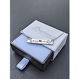 - Long distance necklace Arrow Bar Pendant Necklace Personalized gift 18K Gold/White/Rose Gold Plated Stainless Steel, Delicate Engraved Travel Moving Away Graduation gifts